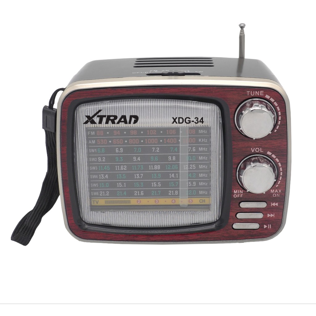 Rádio Am Fm Bluetooth Retro Vintage Tv Usb Radinho Recarregável Caixa de som XDG-34 XTRAD ...