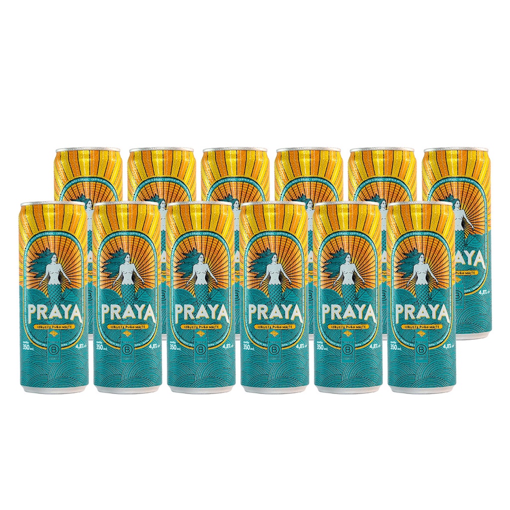Cerveja Puro Malte Praya Lata 350ml Pack com 12 unidades | Shopee Brasil
