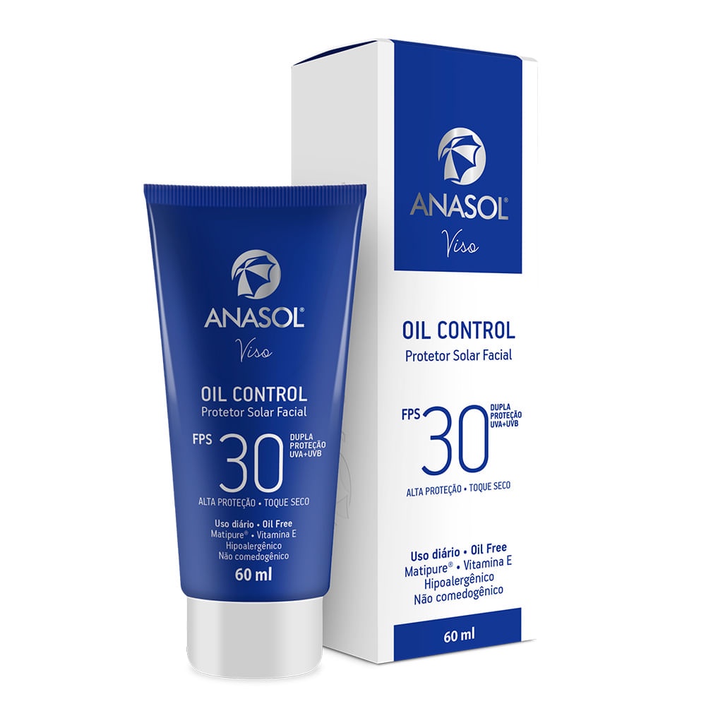 Protetor Solar Facial 30 FPS Oil Control Anasol Viso - Controla a Oleosidade, com Vitamina E ...