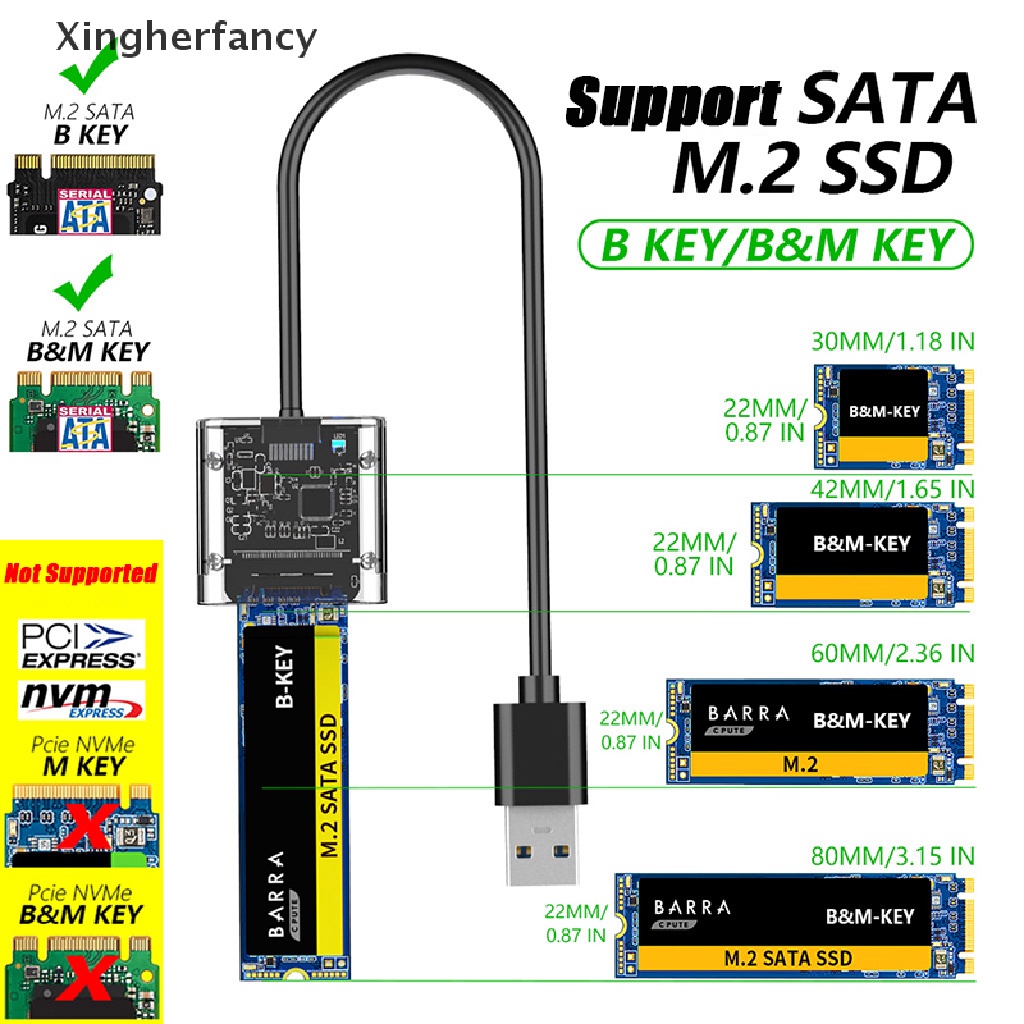 Xfbr M2 SSD Capa SATA Chassis M . 2 Para USB 3.0 Adaptador Chave NGFF/B ...