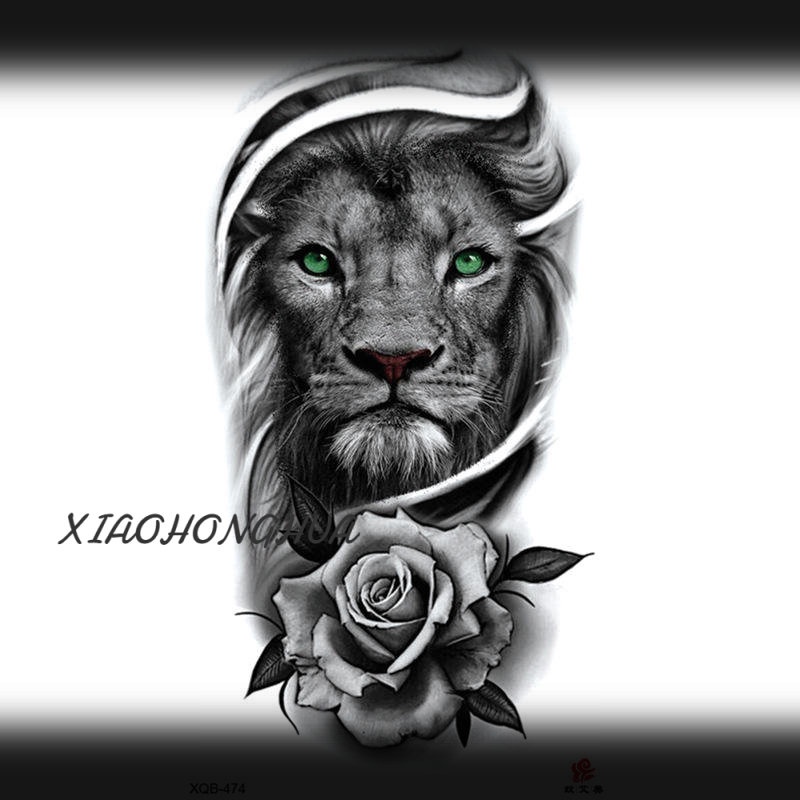 sticker tattoo male lion animal waterproof temporary tattoo fake henna ...