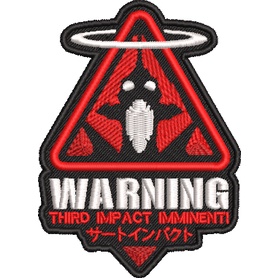 Patch bordado termocolante THIRD IMPACT IMMINENT! warning evangelion ...