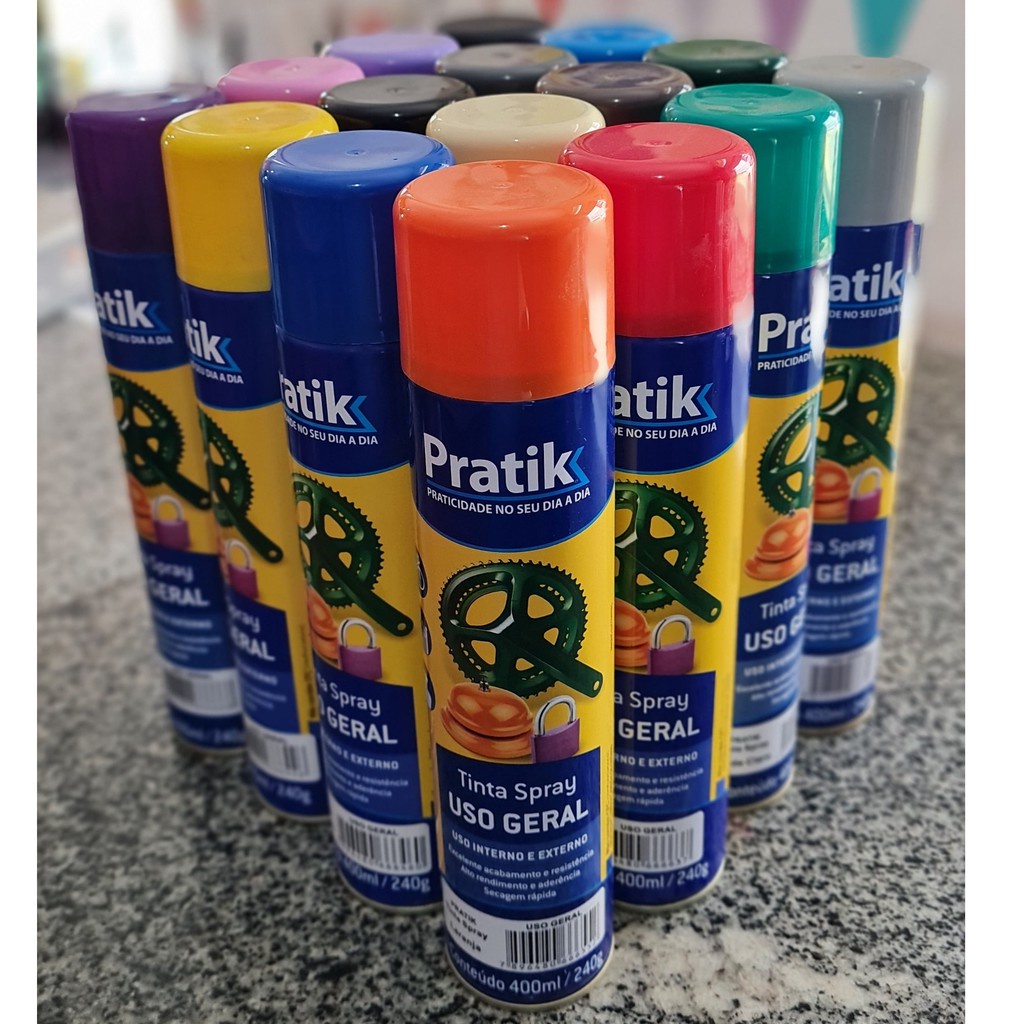 tinta spray pratik varias cores 400ml secagem rápida | Shopee Brasil