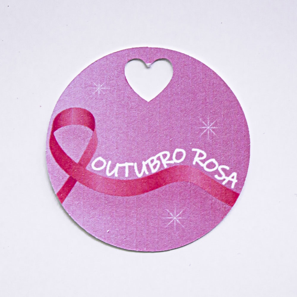 Tag Outubro Rosa Cor de Rosa - Pct C/ 10 Unidades - (2,8 Larg X 4,5 Alt ...