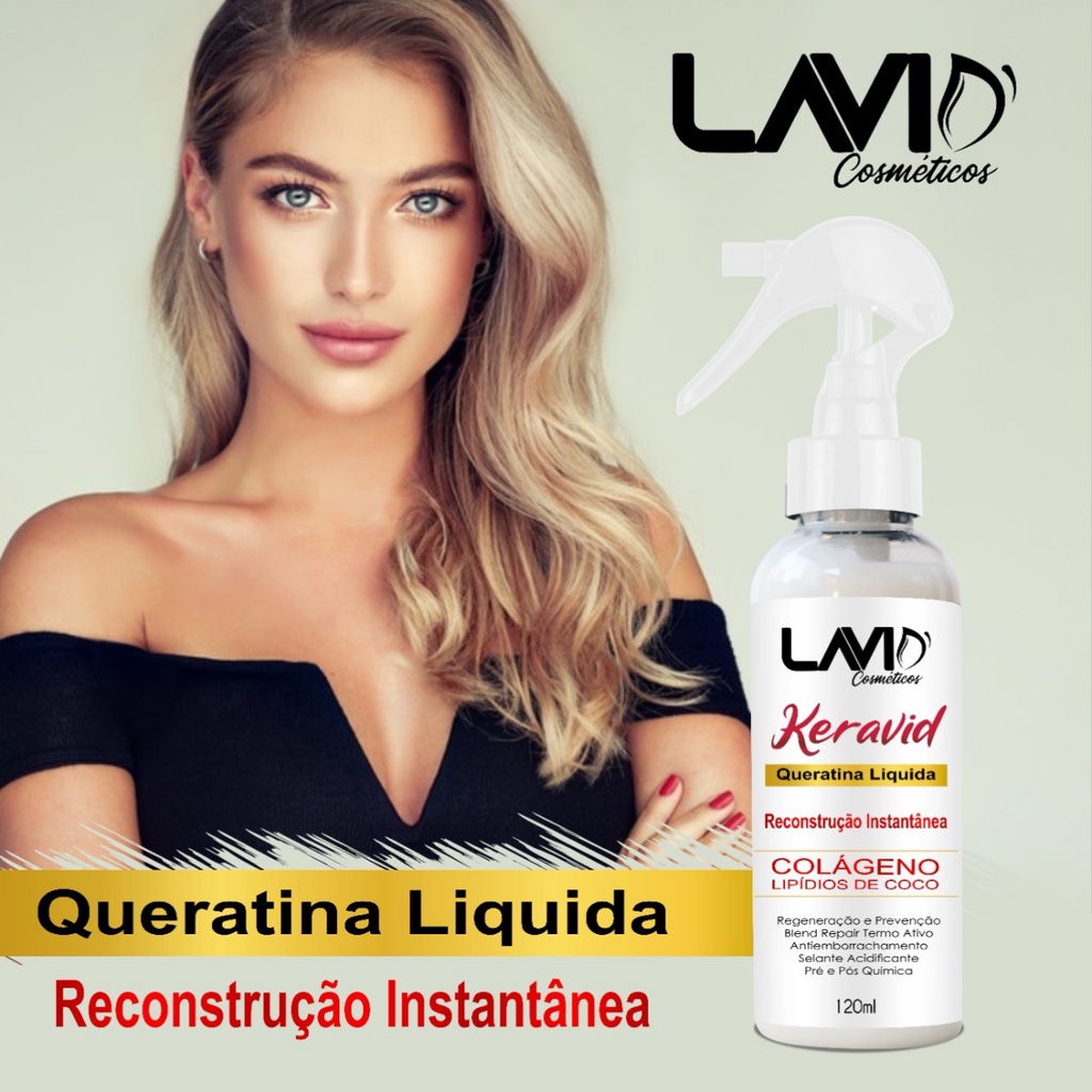 Queratina líquida spray anti-emborrachamento, Repositor de Massa, Recostrutor Capilar Keravid ...
