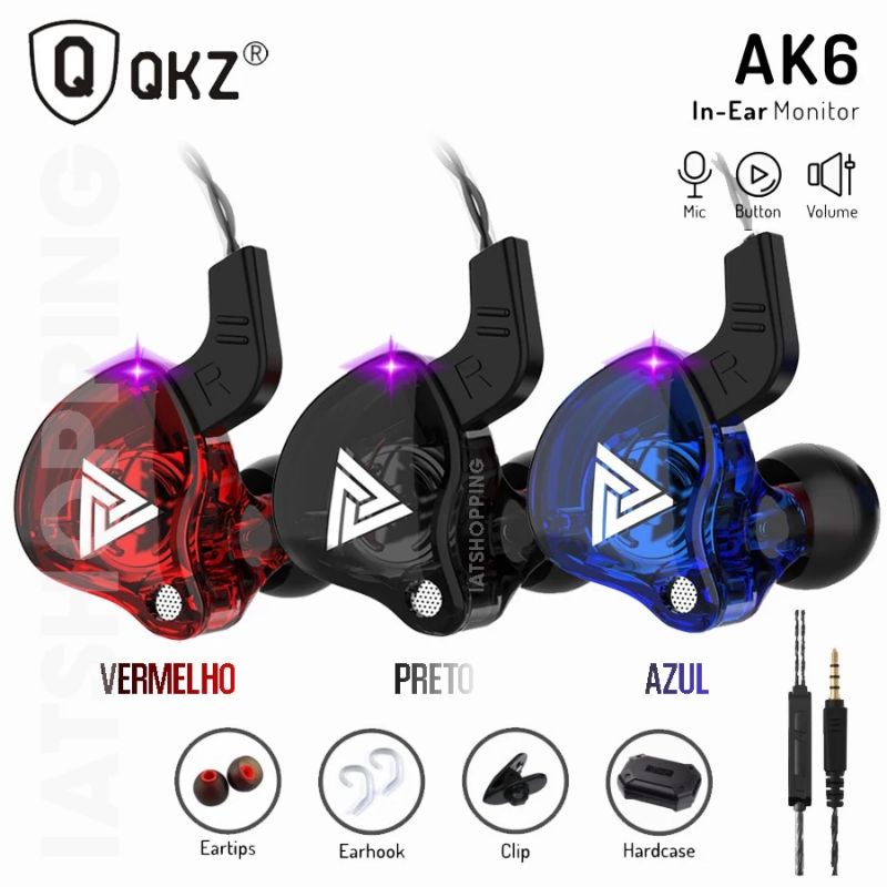 Fone QKZ AK6 intra auricular com microfone áudio em HD | Shopee Brasil
