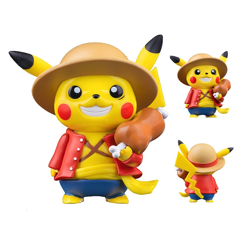 Pokemon 10 CM pikachu cos one piece Decoração Do Carro cosplay Luffy ...
