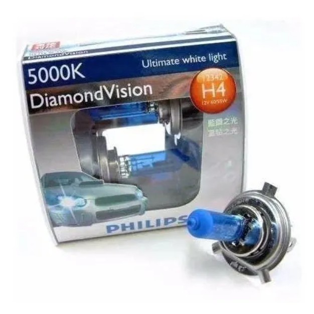 Par Lampada Branca Philips H4 Diamond Vision 5000k Original | Shopee Brasil