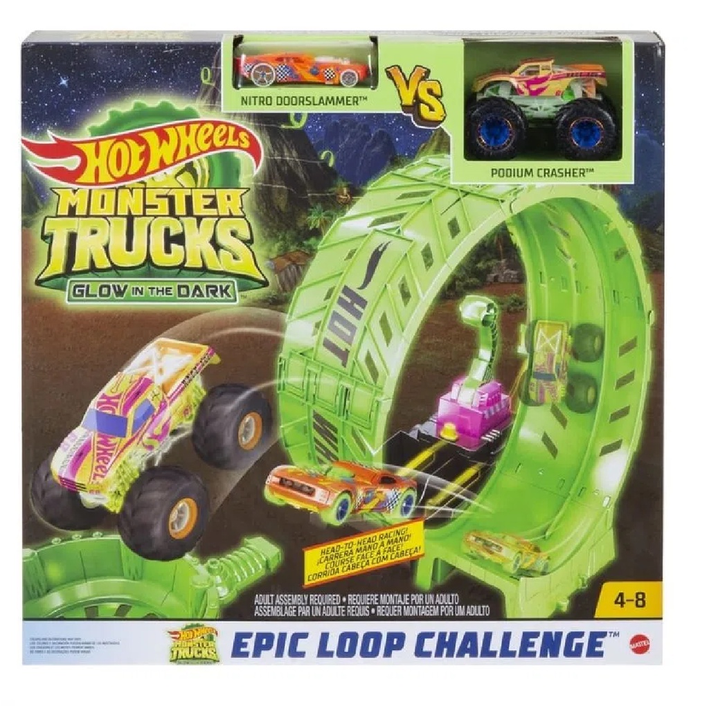 Pista Loop Brilha Escuro Hot Wheels Monster Trucks Glow Dark | Shopee ...
