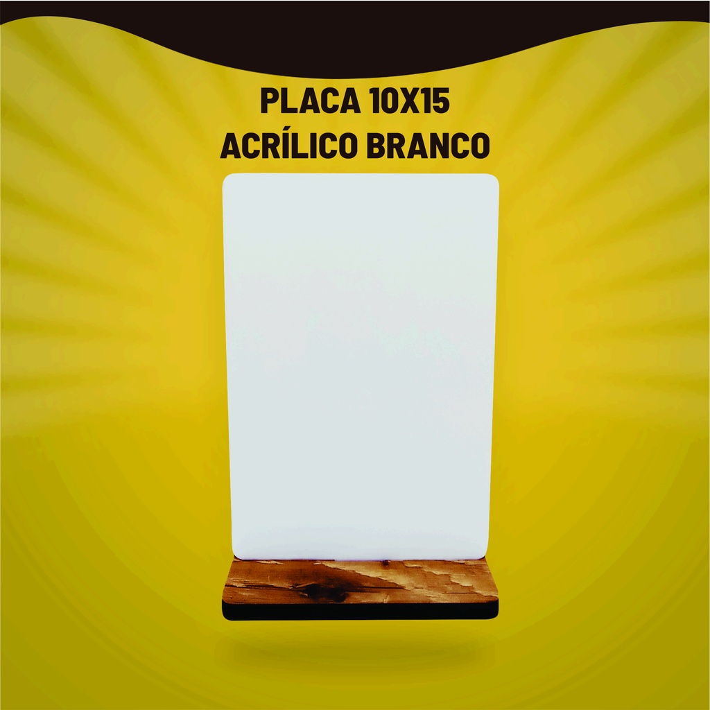 Placa 10x15 Acrílico Branco 3mm Base Mdf 6mm Sublimático, Para ...