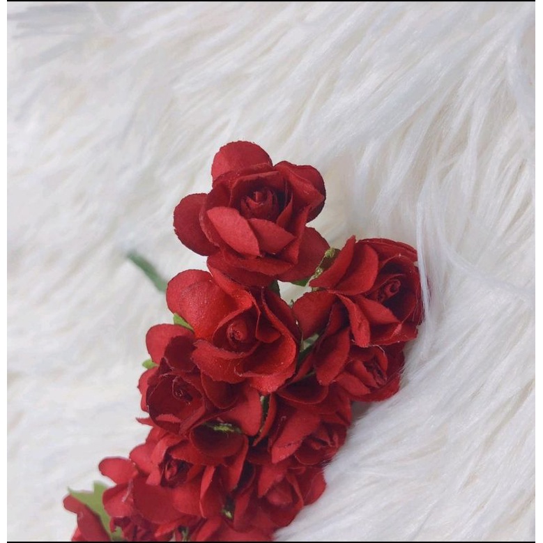 Mini Flor Rosa Florzinha de papel c/12Rosinhas p/Artesanato ...