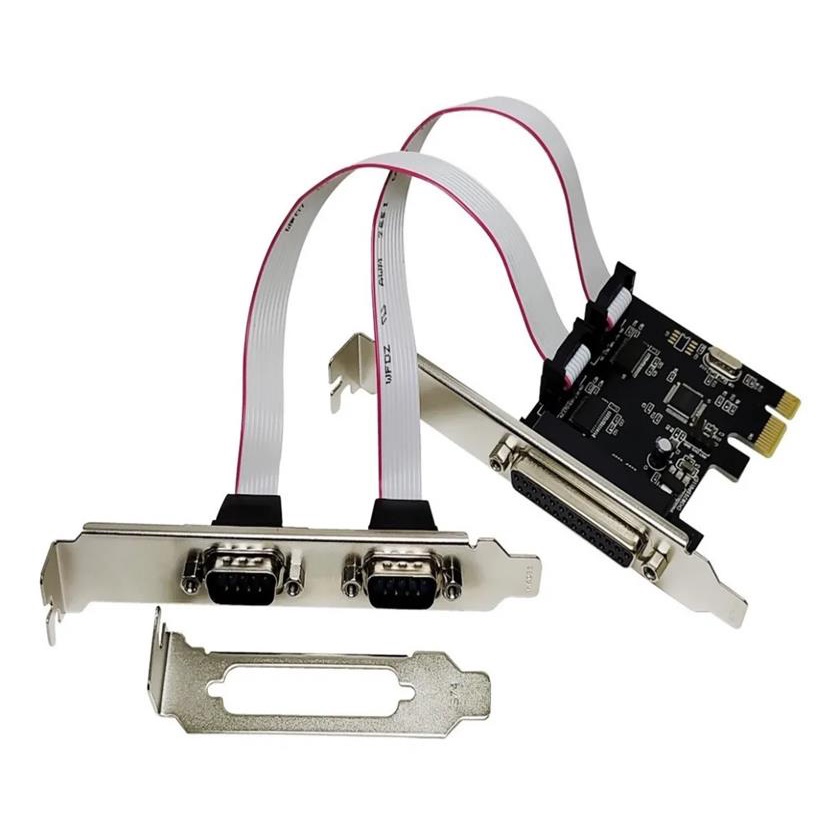Placa Pci-e Express X1 2 Portas Serial Db9 Rs232 1 Paralela | Shopee Brasil