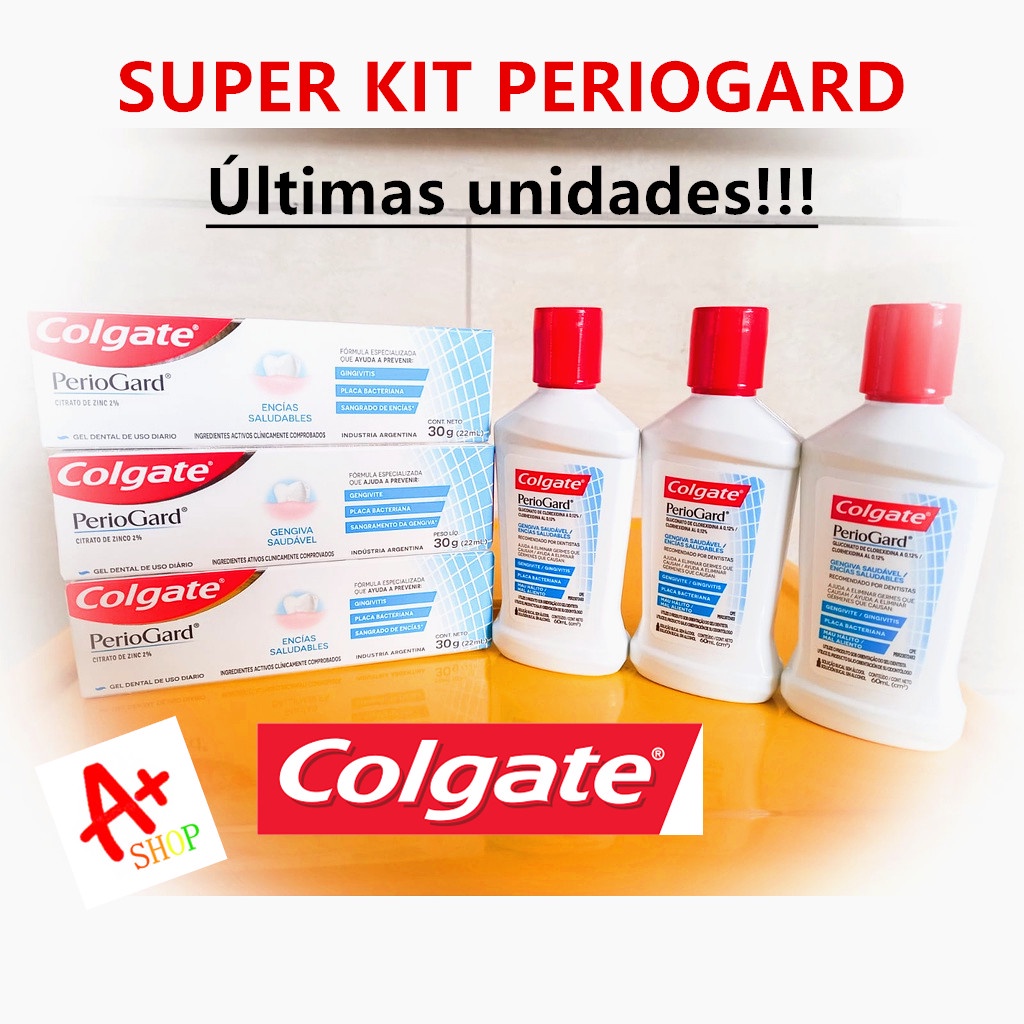 Kit Colgate Periogard - 3 Creme Dental 30g + 3 Enxaguante 60ml + 1 ...