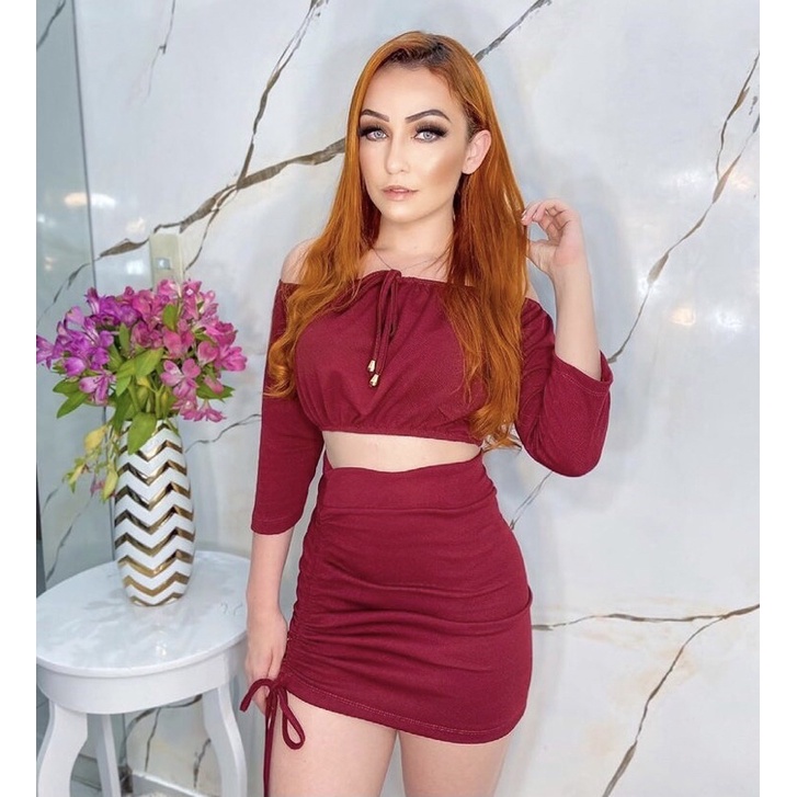 Conjunto Cropped E Saia Shopee Brasil