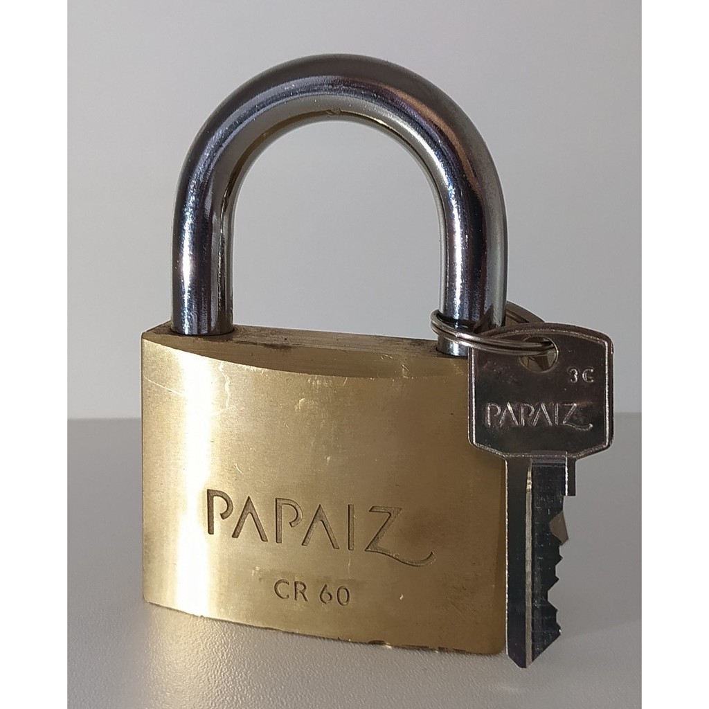 cadeado 60 mm marca papaiz com 2 chaves. | Shopee Brasil