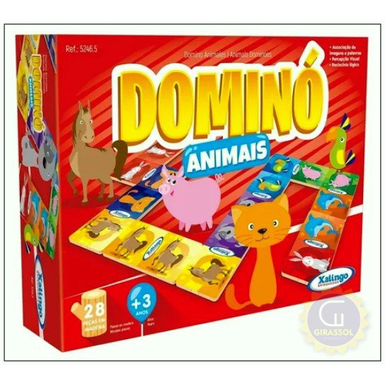 Jogo Domino Animais 28 Pcs Em Madeira | Shopee Brasil