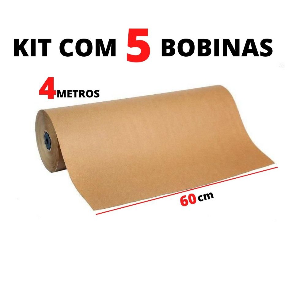 Papel Pardo Kraft 60cm x 4,00m Metros Monolúcido para Embalagem Envio e ...