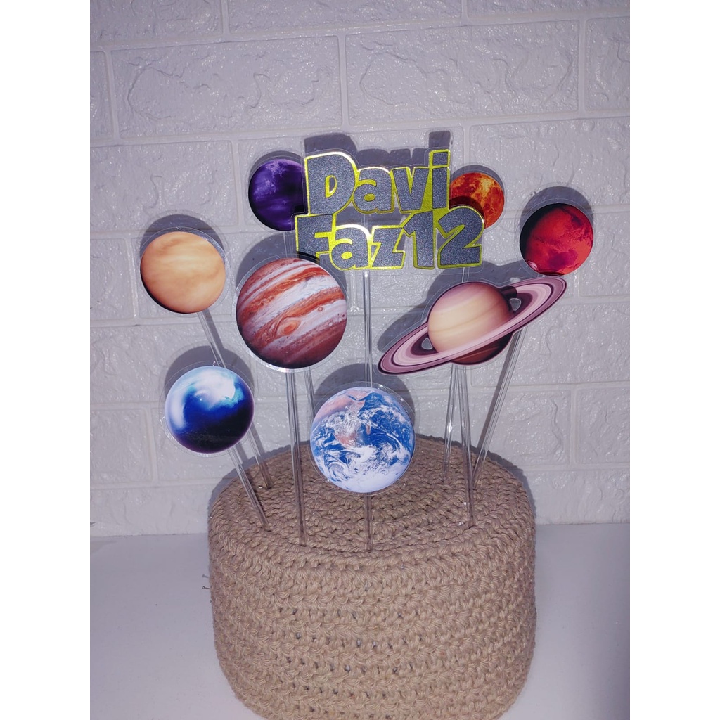Kit Topper Topo de Bolo Planetas do Sistema Solar Personalizado ...