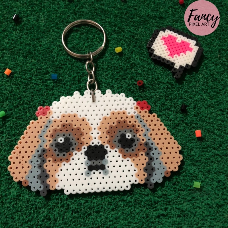 Chaveiro Shih Tzu (Hama beads/ Perler Beads/ Pixel Art) | Shopee Brasil