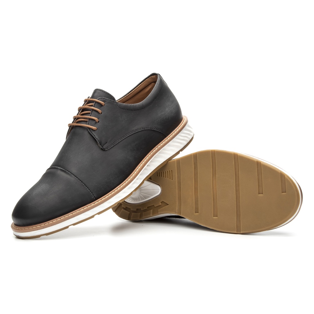 Sapatênis 100% couro Casual Masculino com Cadarço Derby Premium Linha ...