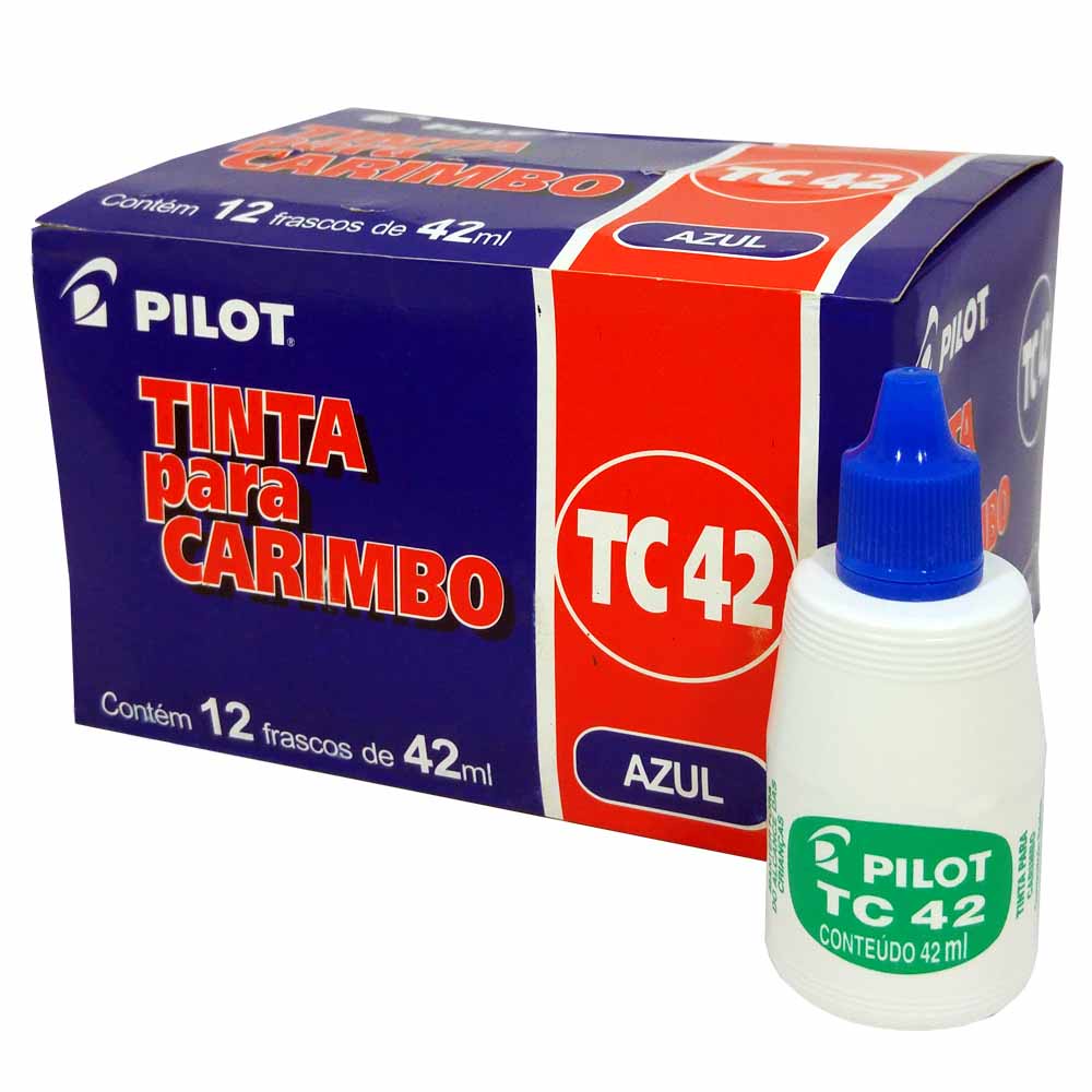 Tinta carimbo azul 42ml TC-42 Pilot | Shopee Brasil