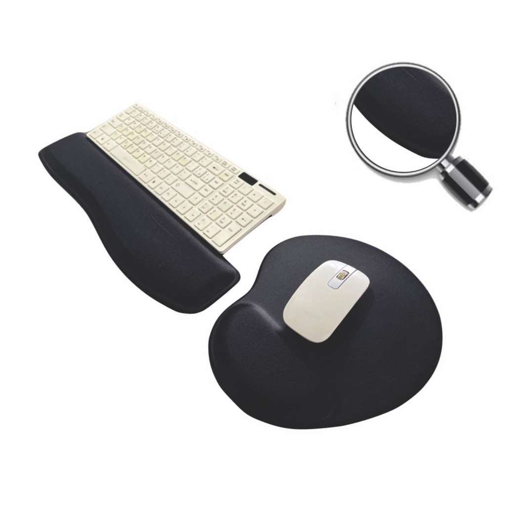 Combo Apoio Pulso Mouse+teclado Pad Ergonomico Kit Conforto Preto ...