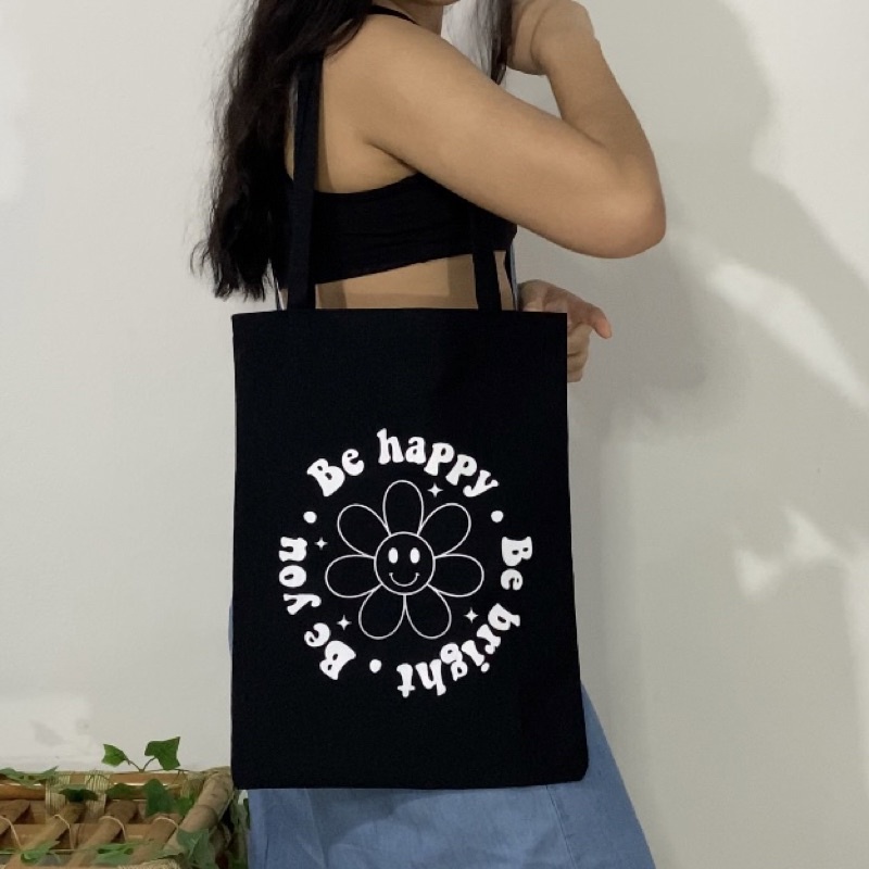 Ecobag Brim preta personalizada estampada com bolso frase | Shopee Brasil