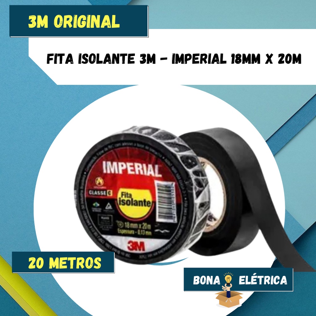 Fita Isolante 3m Imperial - 20 metros x 18mm | Shopee Brasil