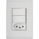Conjunto 2 interruptores simples + 1 tomada 20a Tramontina Liz - Placa / Espelho 4x2 com 3 ...