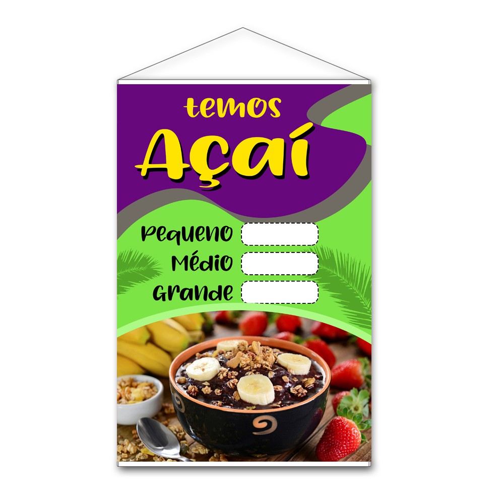 Banner Propaganda Açaí , Temos Açaí Promoção 60x90 | Shopee Brasil