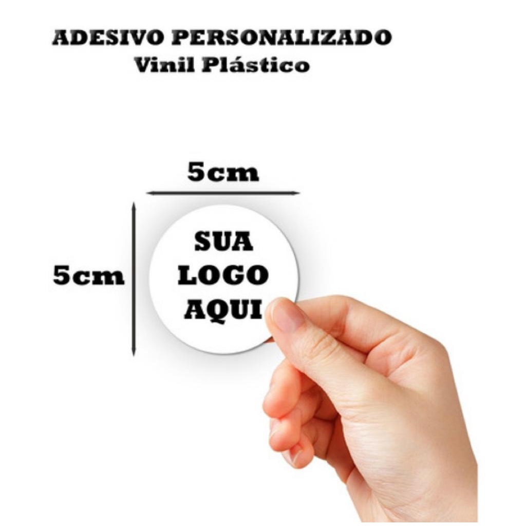 500 Adesivos Vinil 5x5 cm Branco Brilho. Etiquetas Personalizadas para Estampar a sua Marca ...