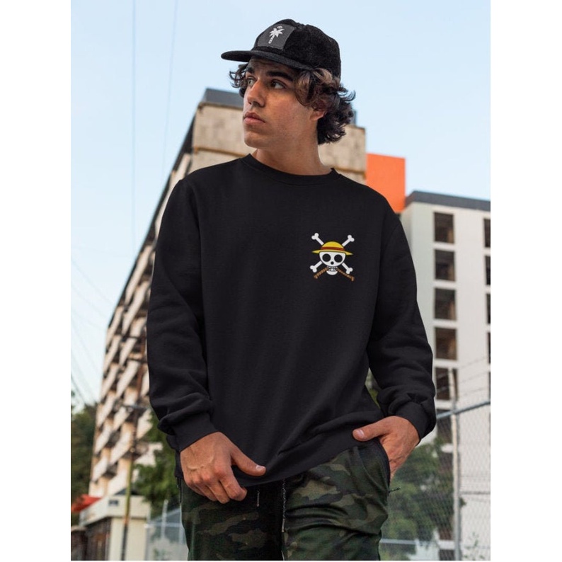 Moletom Careca Gola Redoa Unissex Piratas Chapeu De Palha Bao Luffy ...