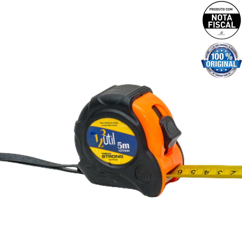 Trena Strong 5 Metros x 25MM Emborrachada 123 Util | Shopee Brasil