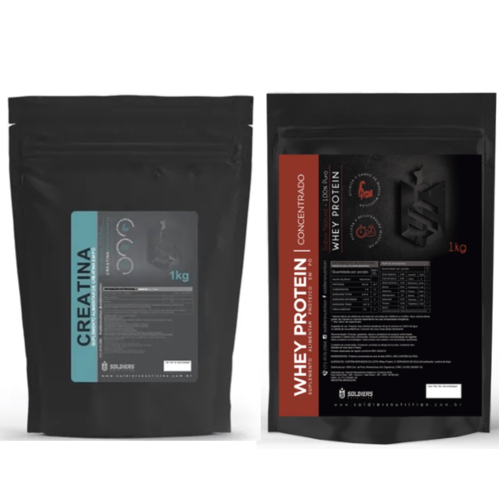 Kit: Whey Concentrado 1kg Creatina Monohidratada 500g, 58% OFF