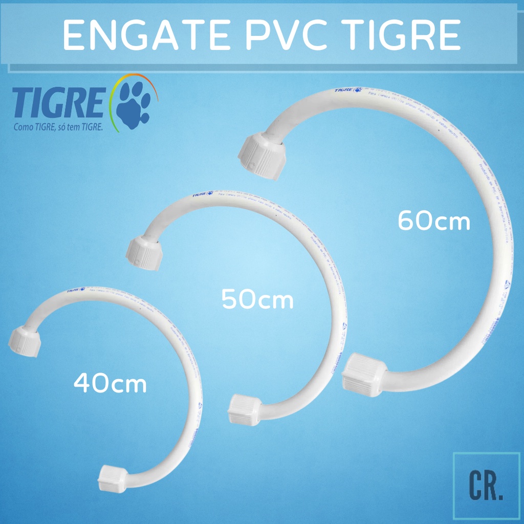 Engate Flexível Tigre PVC Branco 1/2" Rabicho Com Niple 40cm 50cm 60cm ...