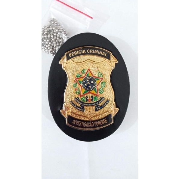 Distintivo Bolachão em Couro com Brasão Perícia Criminal Investigação ...