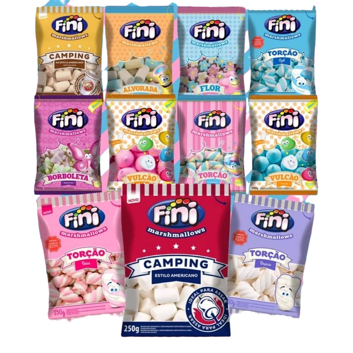 Fini Marshmallow 250g Torção Recheado Vulcão Camping Marsh Diversos ...