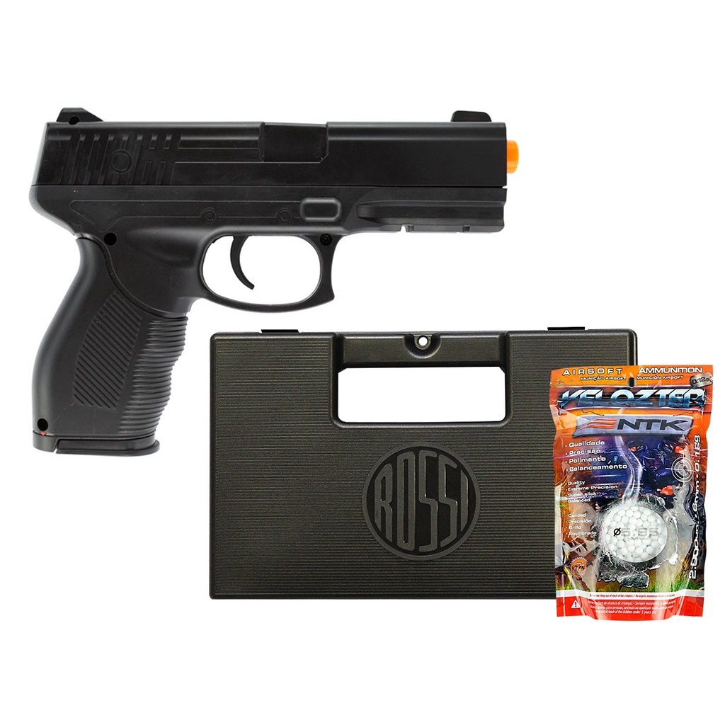 Pistola Airsoft Spring 24/7 V310 6mm, BBs Velozter 0.12g 2000un e ...