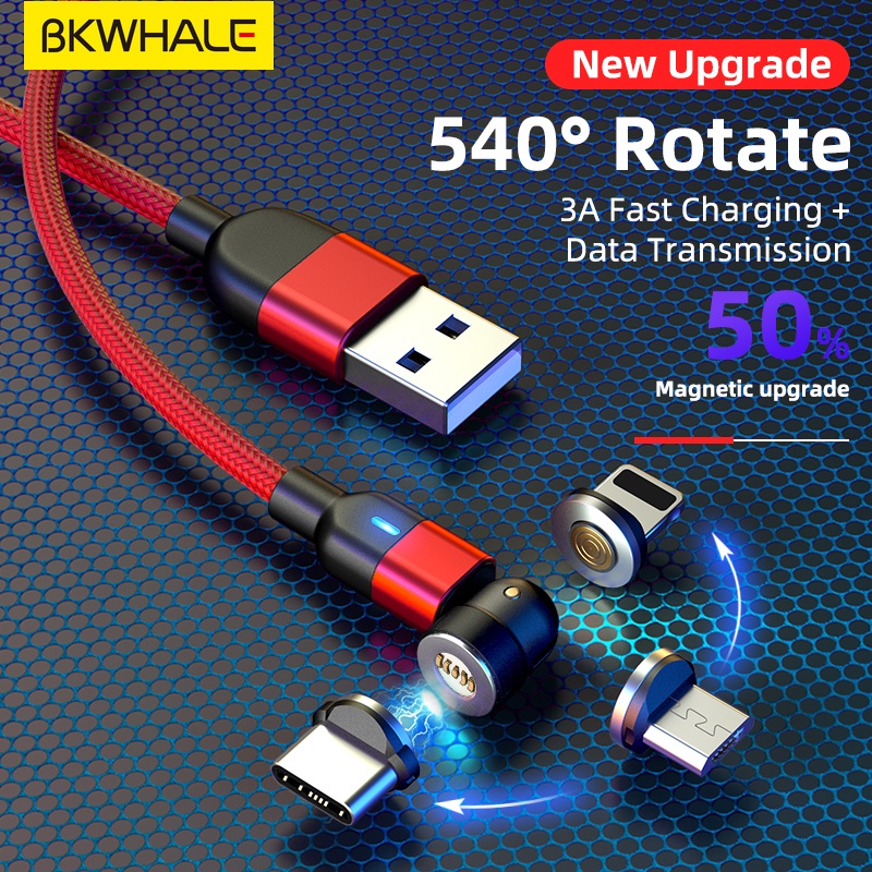 Bkwhale 3A Cabo Usb Magnética Micro V8 / Tipo C / ios Com Indicador Led ...