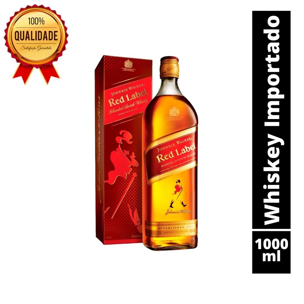 Whisky Johnnie Walker Red Label 1 Litro 100% Original na Caixa e com ...