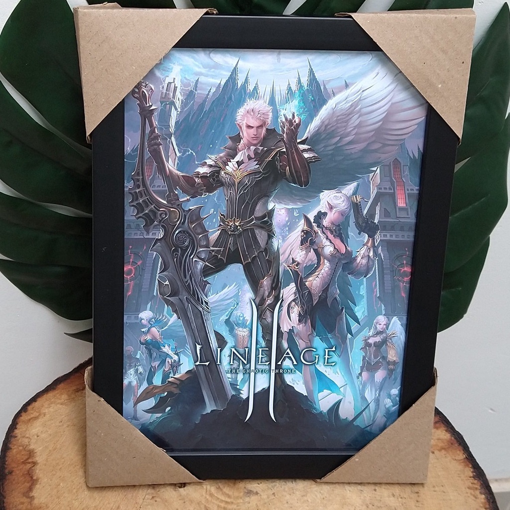 Quadros decorativos com moldura e vidro Lineage 2 Kamael Pôster gamer ...