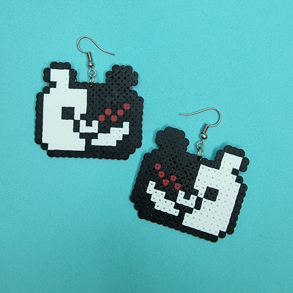 Brincos Monokuma (Danganronpa) - Pixel Art/ Pixel Arte/ Perler Beads ...