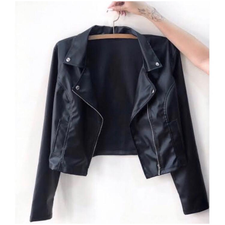 Jaqueta Bomber Blazer Feminina Em Cirrê Couro Fake Inverno - Escorrega ...