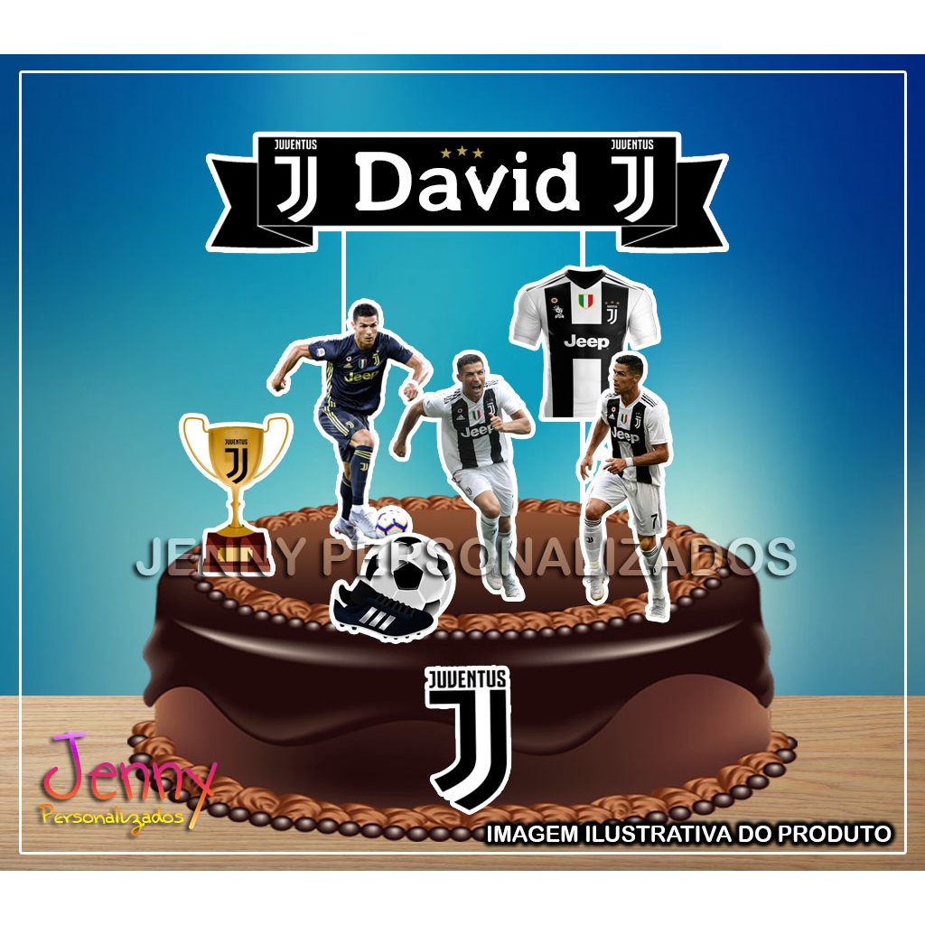 Topo Topper de bolo Juventus Personalizado | Shopee Brasil
