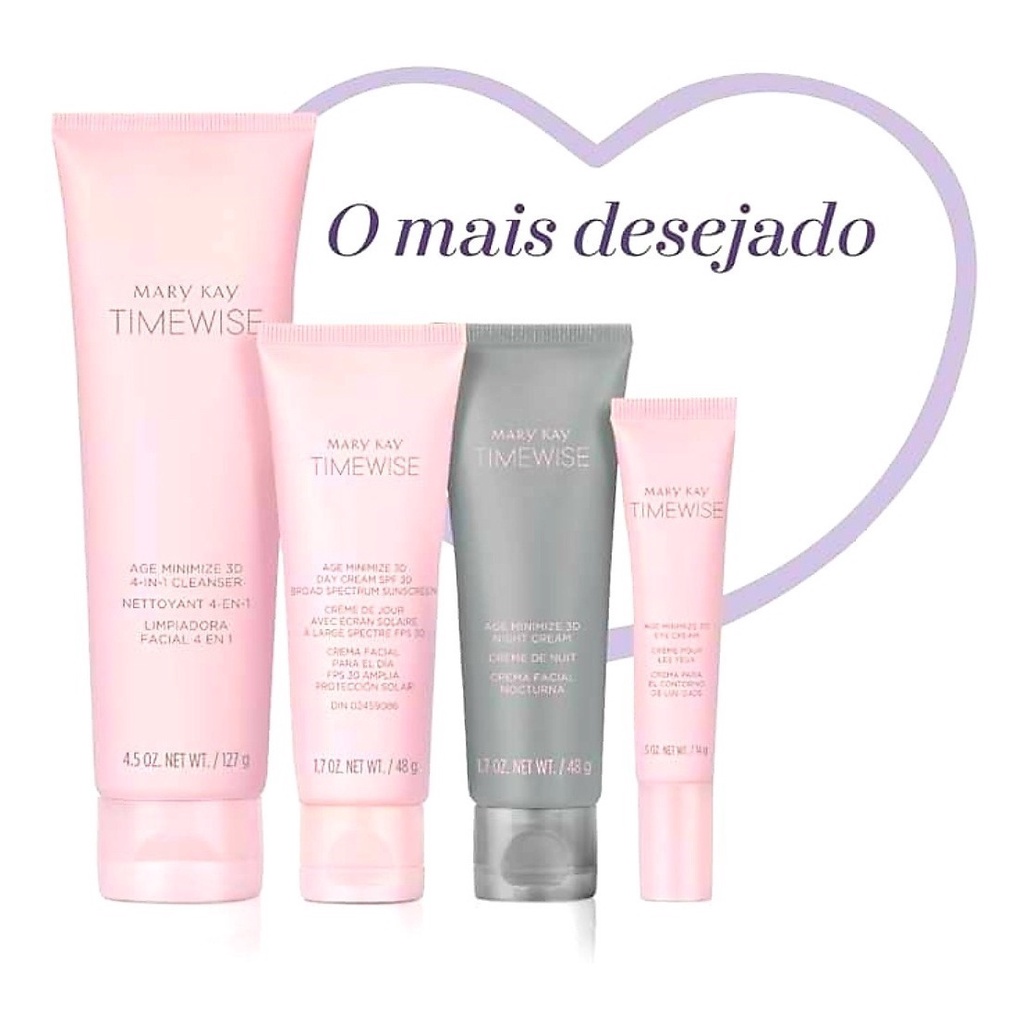 Sistema TimeWise 3D Mary Kay - KIT COMPLETO - Escolha entre Pele Oleosa/Mista ou Seca/Normal ...