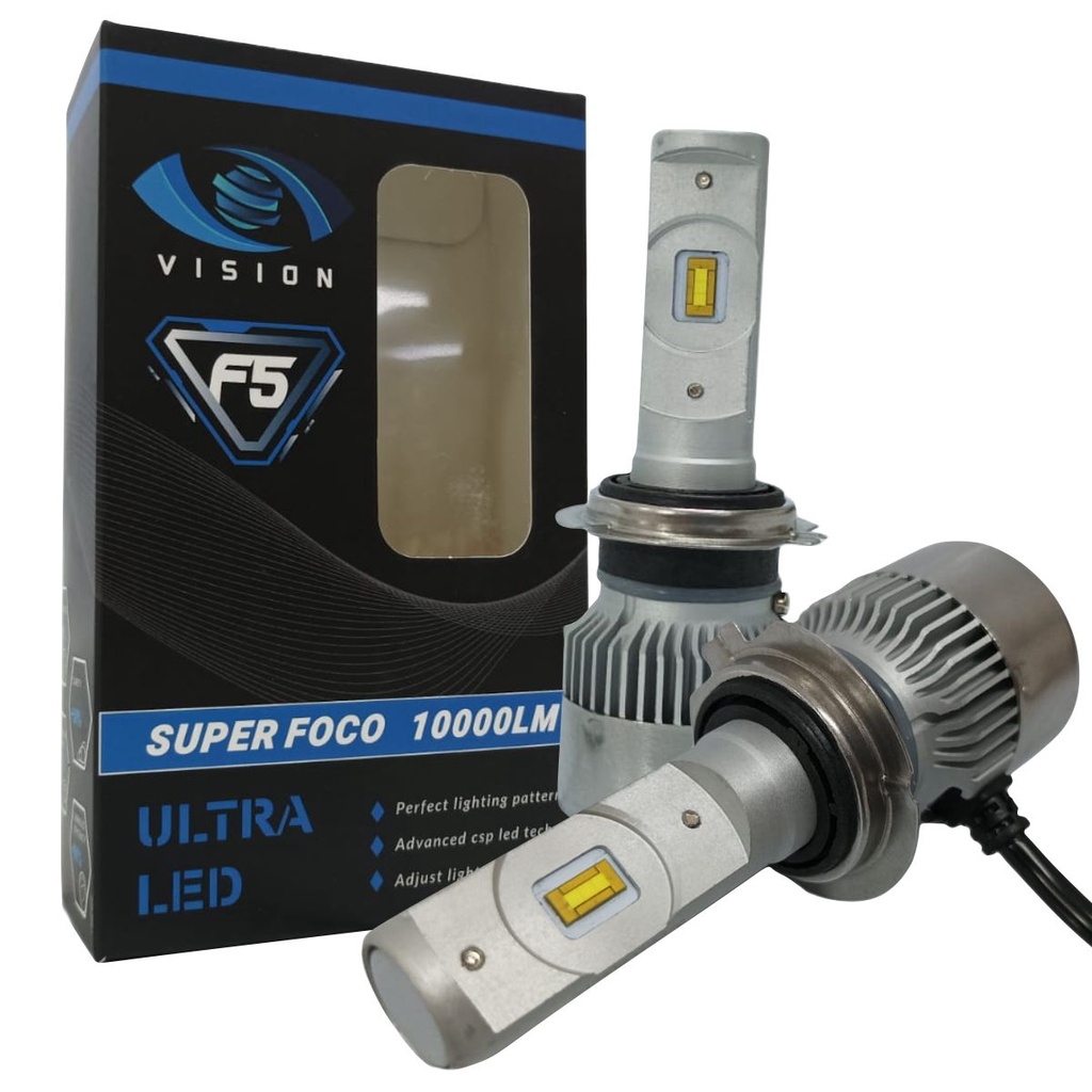 Par de Lâmpadas Ultra Led F7 Vision H7 10000 Lúmens Antiga M2M Super ...