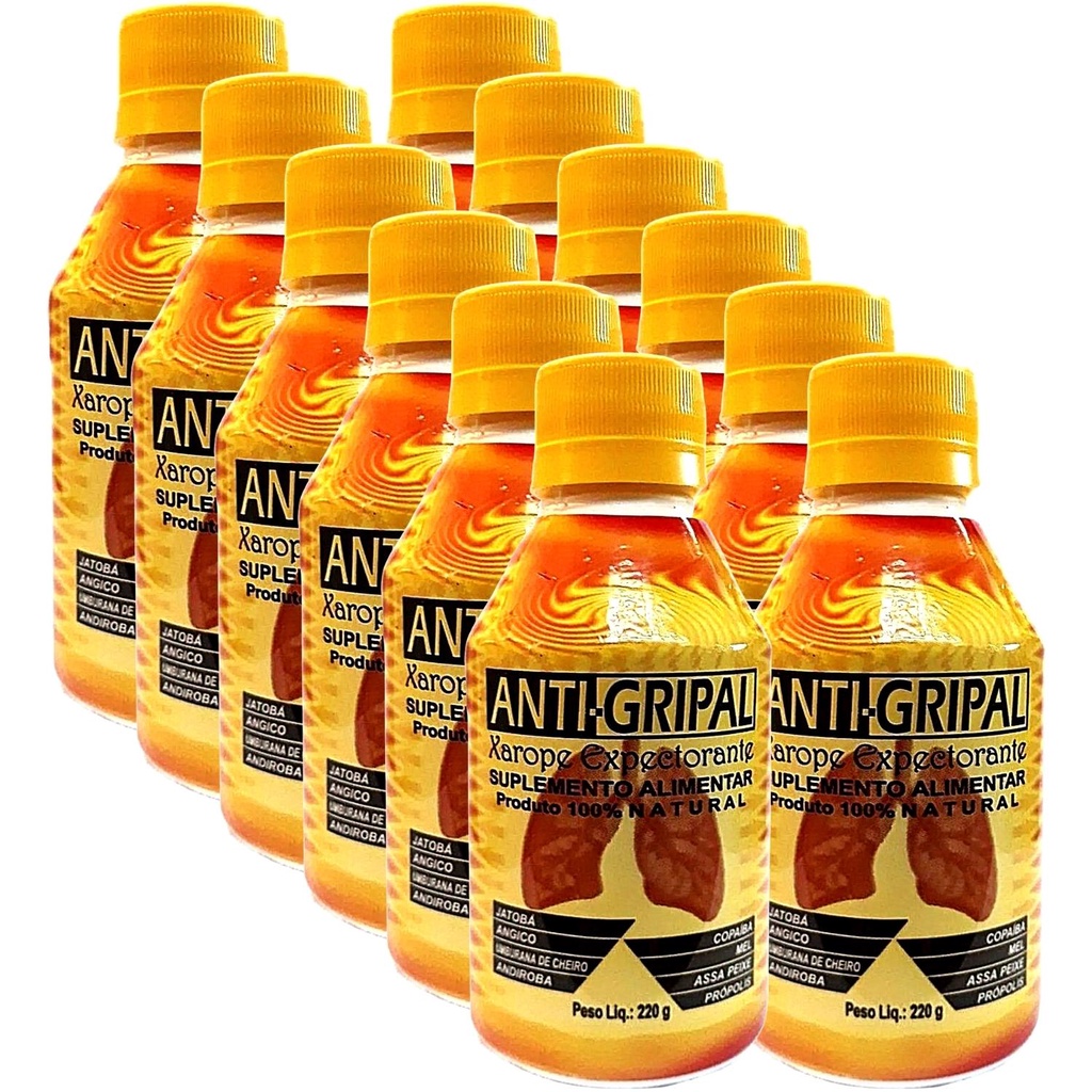 Kit com12 Anti-gripal Xarope Expectorante 100% Natural 220g - Escorrega ...