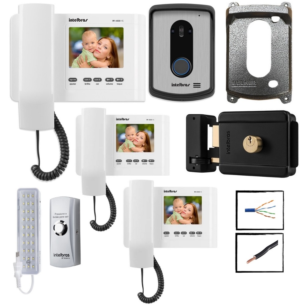 Kit Interfone Camera IV4010HS Intelbras 2 Extensao fechadura | Shopee ...