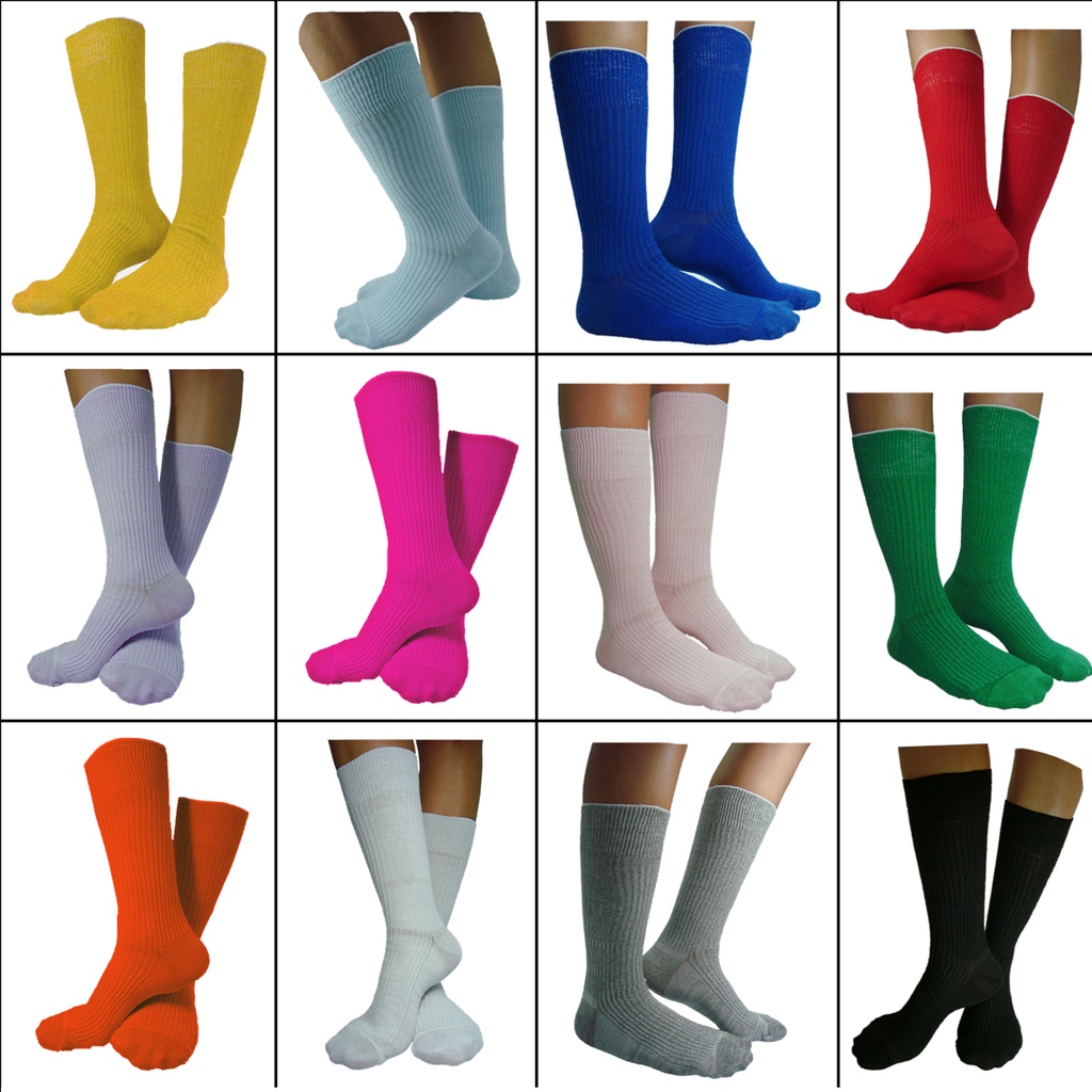 6 Pares de Meias Coloridas Cano Longo 28cm - Feminina e Masculina ...