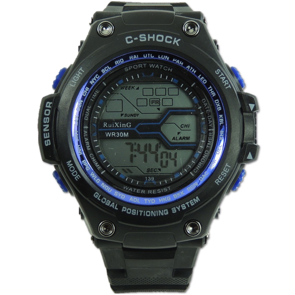 Relógio Masculino Digital RUIXING139 C-shock Azul Com Luz - Escorrega o ...